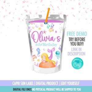 Editable Mermaid Party Bundle, Mermaid Birthday Party Pack, Chips Bags ...