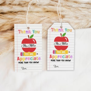 Editable Teacher Appreciation Week Gift Tags Thank You Teacher Gift Tag ...