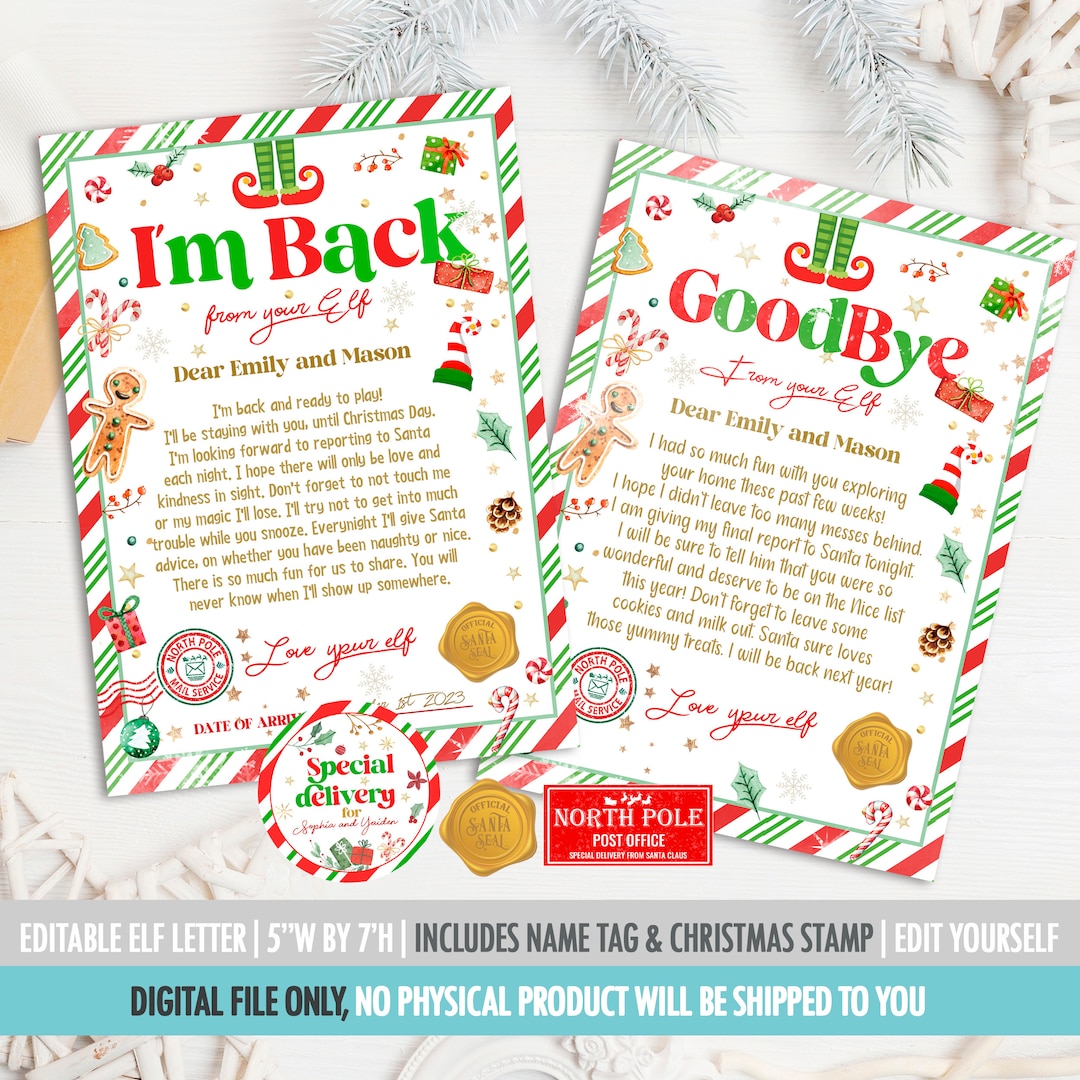 Elf Arrival Letter I'm Back Letter From Elf Hello From Elf Christmas ...