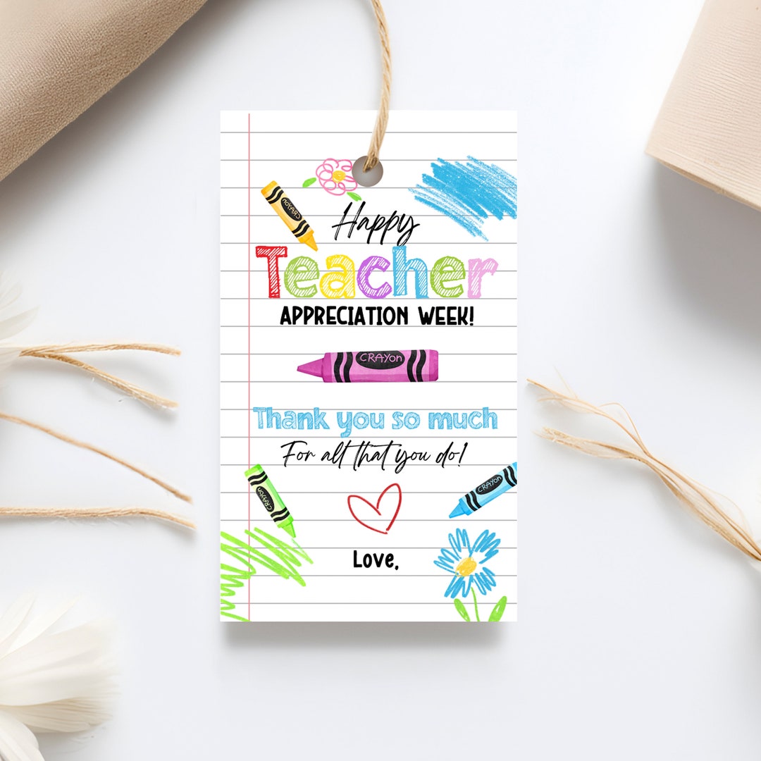 Teacher Appreciation Week Gift Tags Thank You Teacher Gift Tag School ...