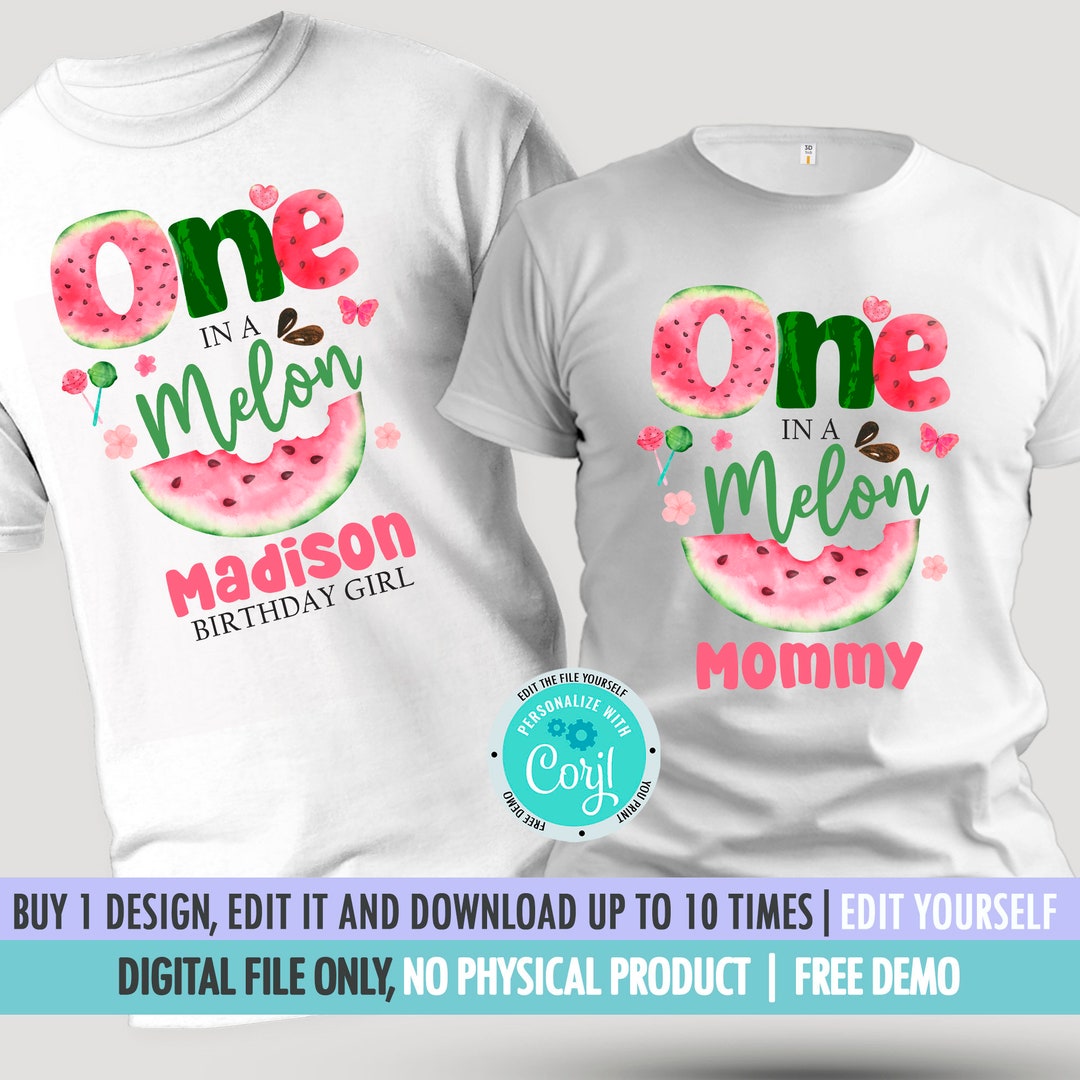 One in a Melon Birthday Shirts,one in a Melon Family Shirts,birthday ...