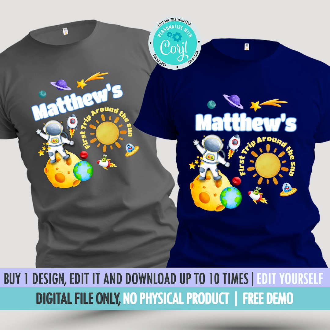 Editable Space T Shirt, Space Shirt, Space Birthday, Planet Party ...