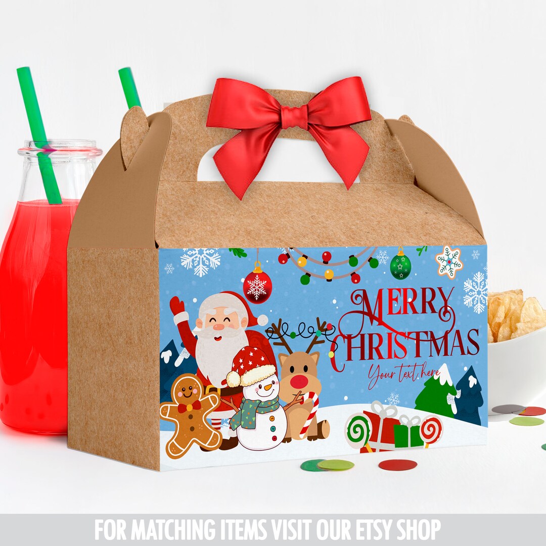 Editable Christmas Gable Box Birthday Christmas Label Box Template ...