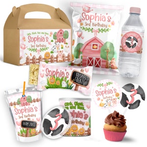 Editable Farm Birthday Girl, Farm Party Bundle, Barnyard Birthday, Farm ...