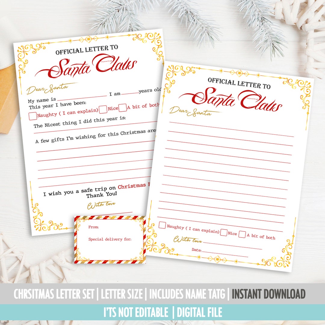 Letter to Santa for Kid Printable Dear Santa Letter Template Christmas ...