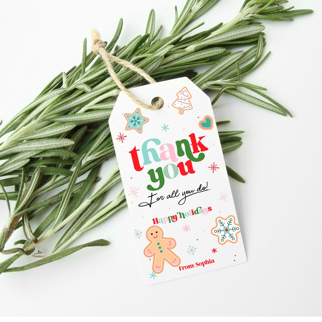 Editable Teacher Christmas Gift Tag Christmas Thank You Merry & Bright ...