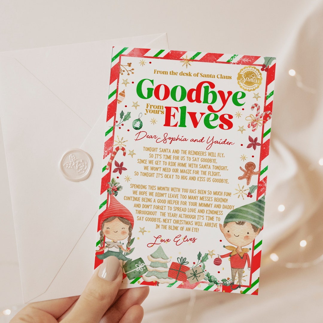 EDITABLE Elf Goodbye Letter From 2 Elves Two Elves Bye for Now Letter ...
