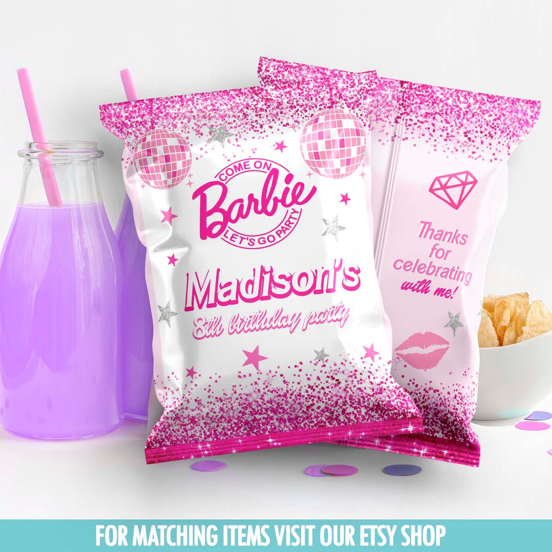 Barbie Glitter Chips Bag Doll Birthday Decorhot Pink - Etsy