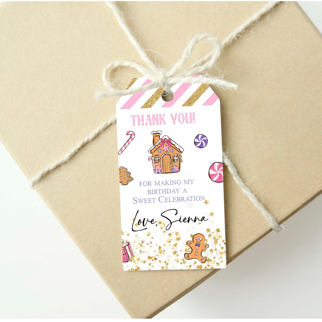 Editable Christmas Cookies Birthday Favor Tags,thank You Girl Party ...