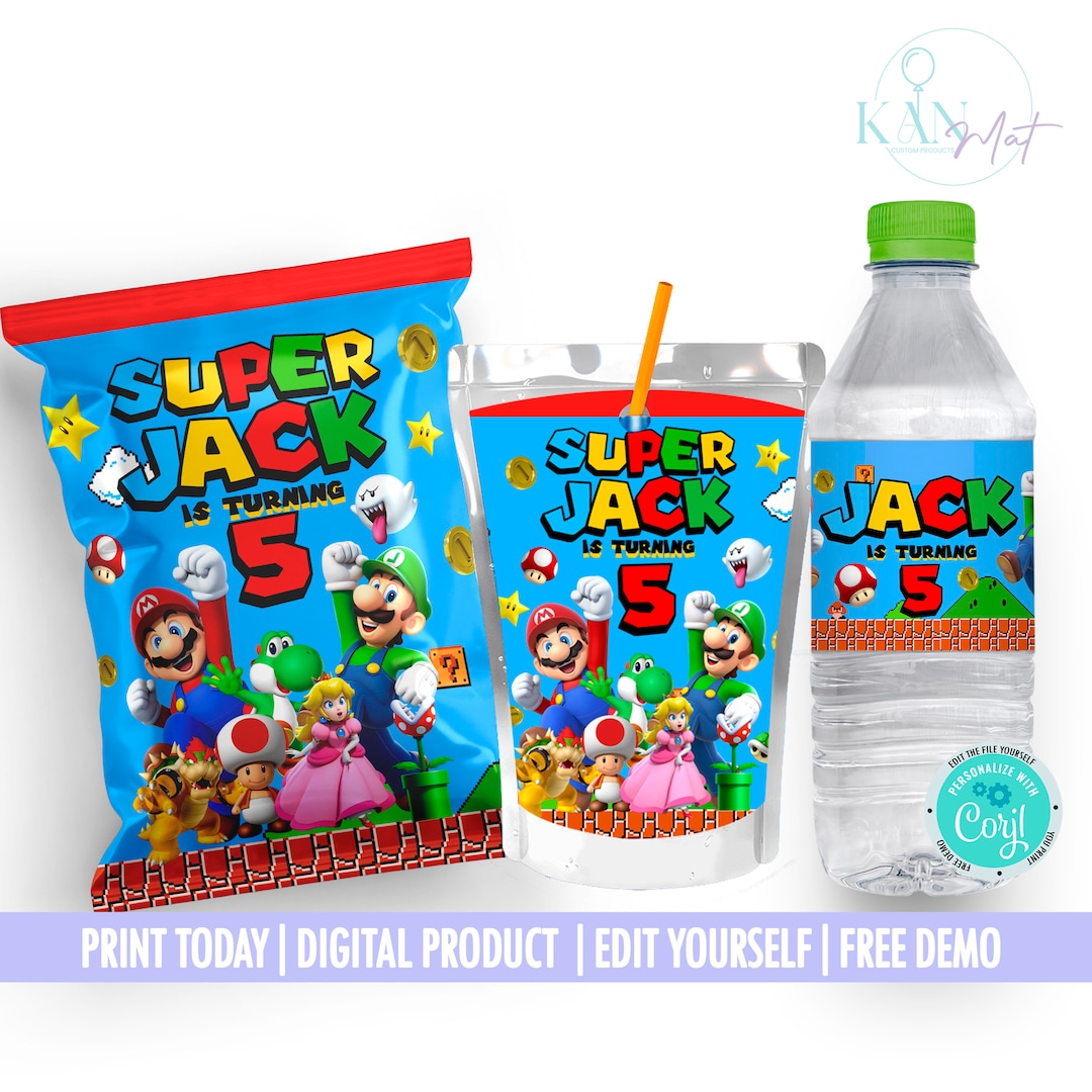 Kids Birthday Party Bundle Kit, Template Printable, Kids Birthday Chip ...