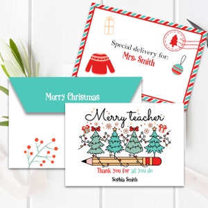 Christmas Card for Teacher, Holiday Card for School, Christmas Gift for ...