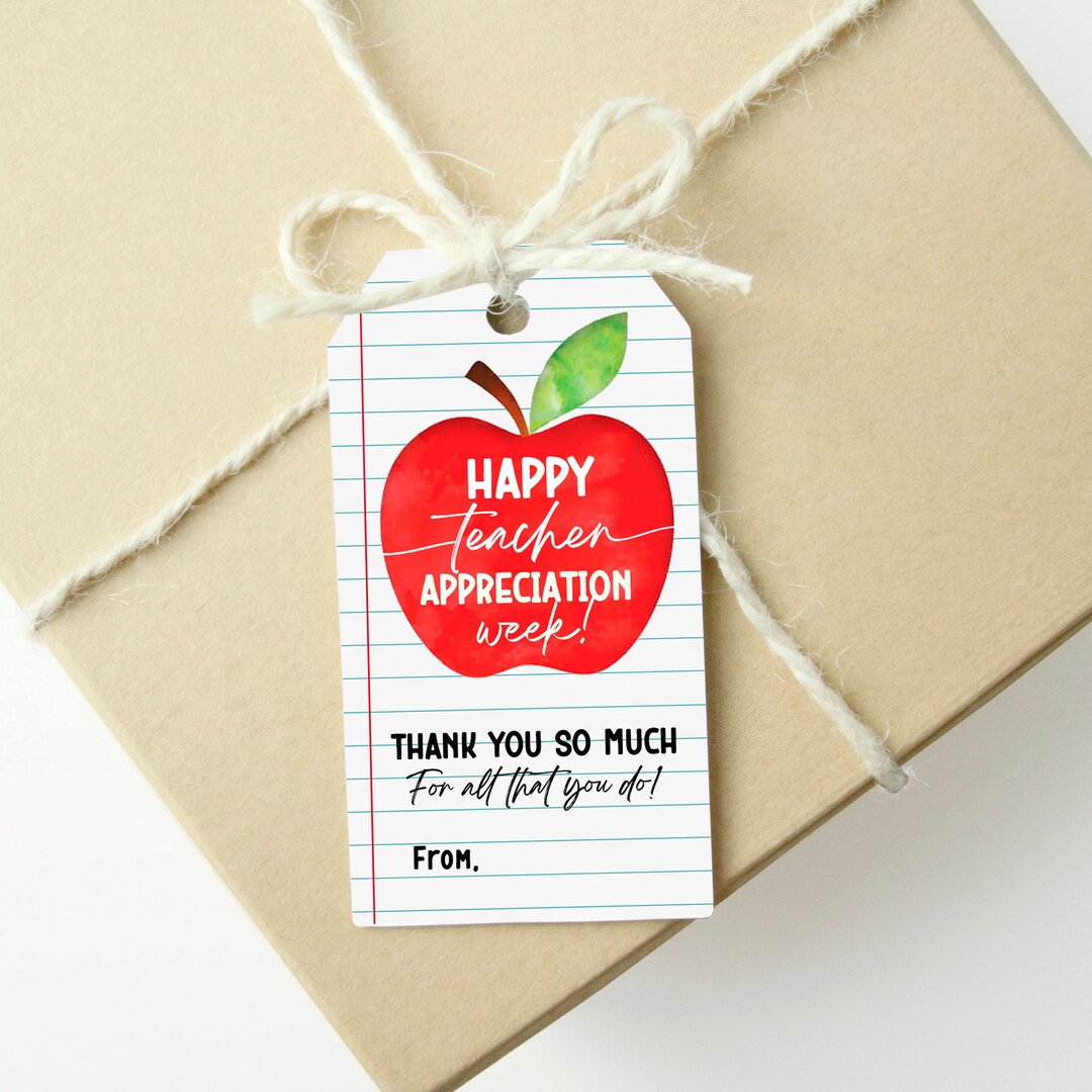 Apple Teacher Appreciation Week Tag, Printable End of School Year Favor ...