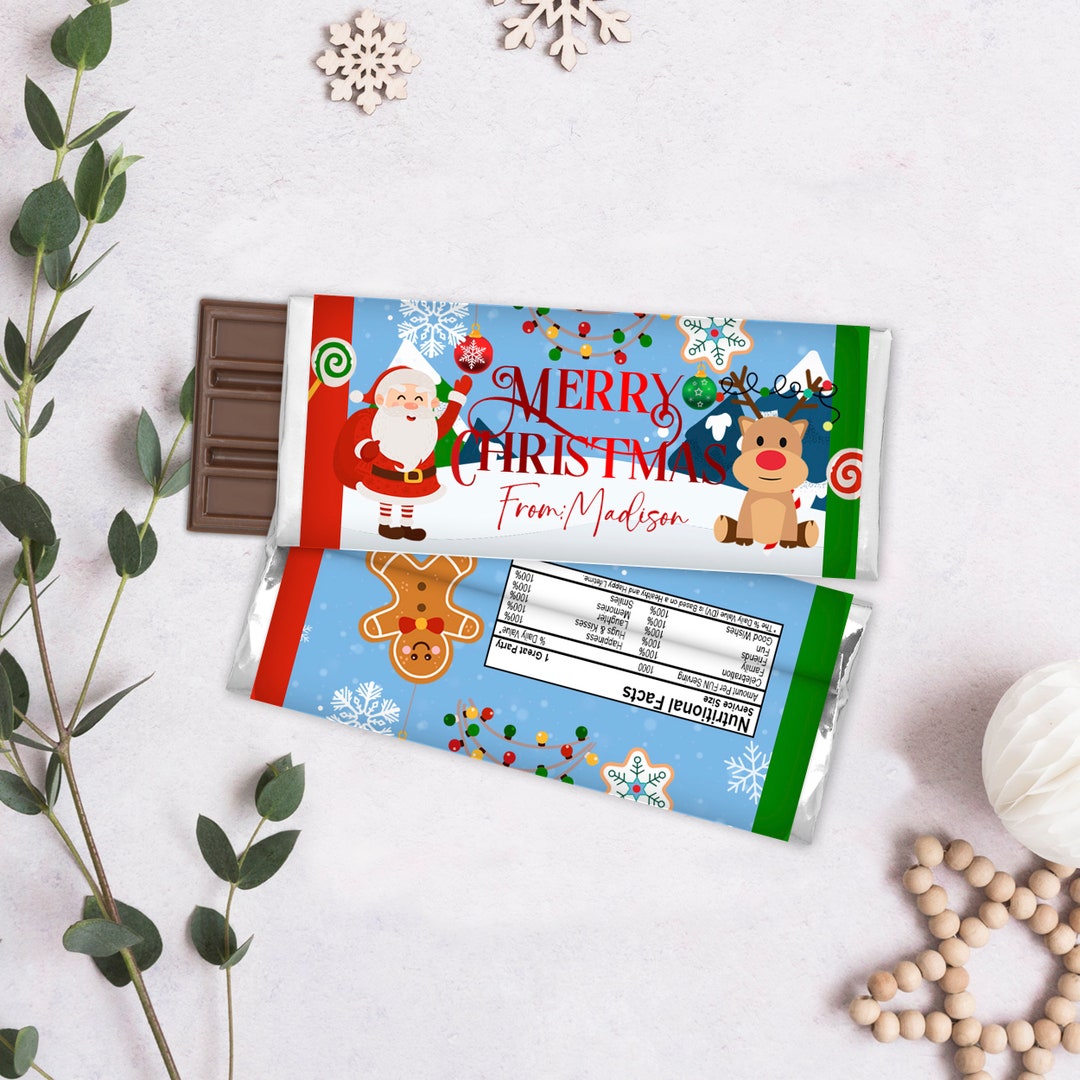 Editable Christmas Candy Bar Wrapper Template, Christmas Chocolate ...
