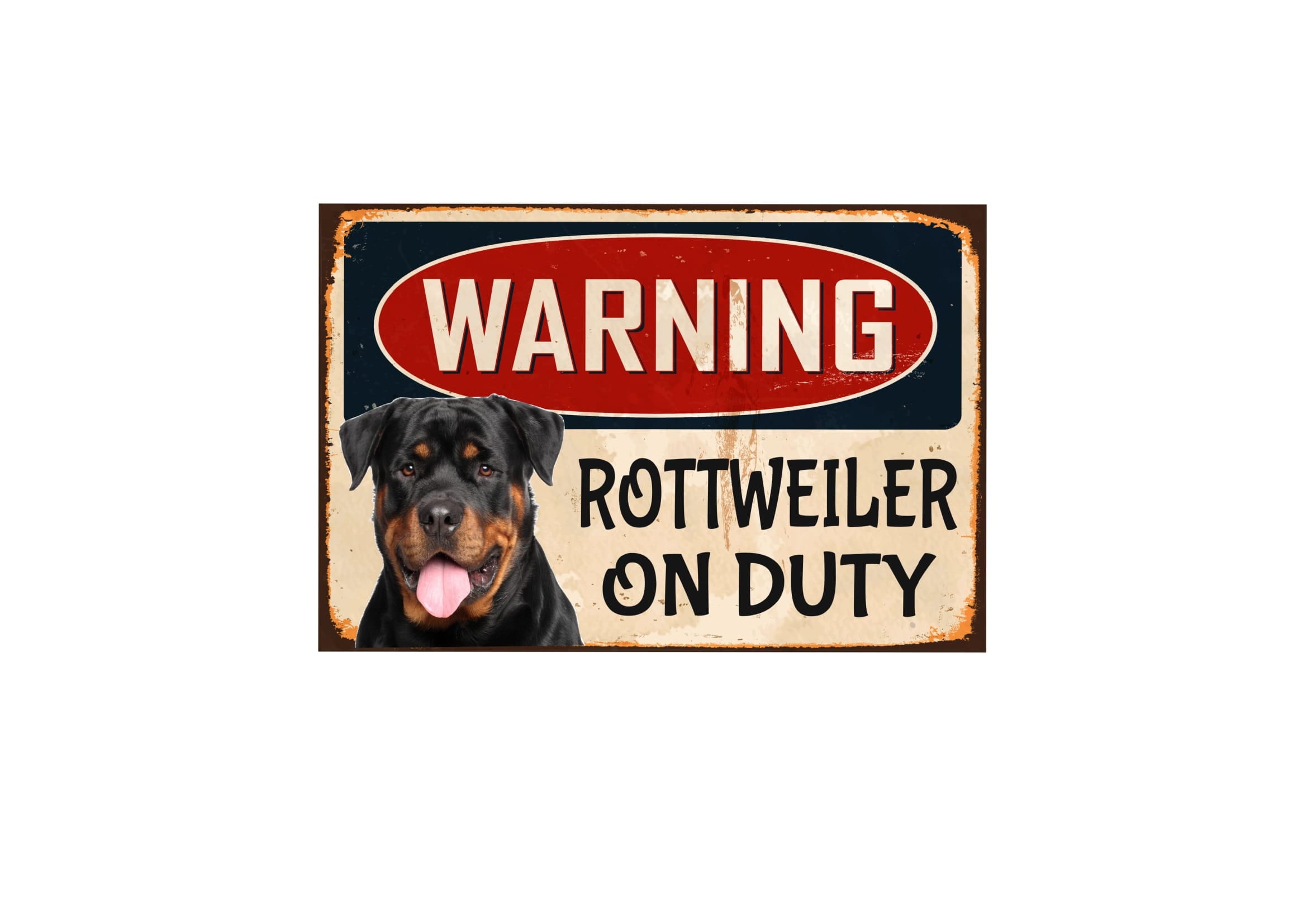 Metal Sign Warning Rottweiler on Duty. Retro Funny Wall Plaque - Etsy UK