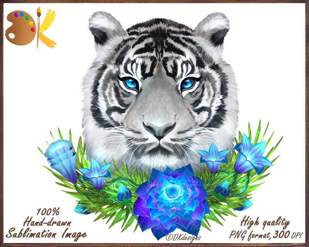 Tiger Sublimation, Tiger Face Png, Tropical Flowers Png, Wild Animal ...