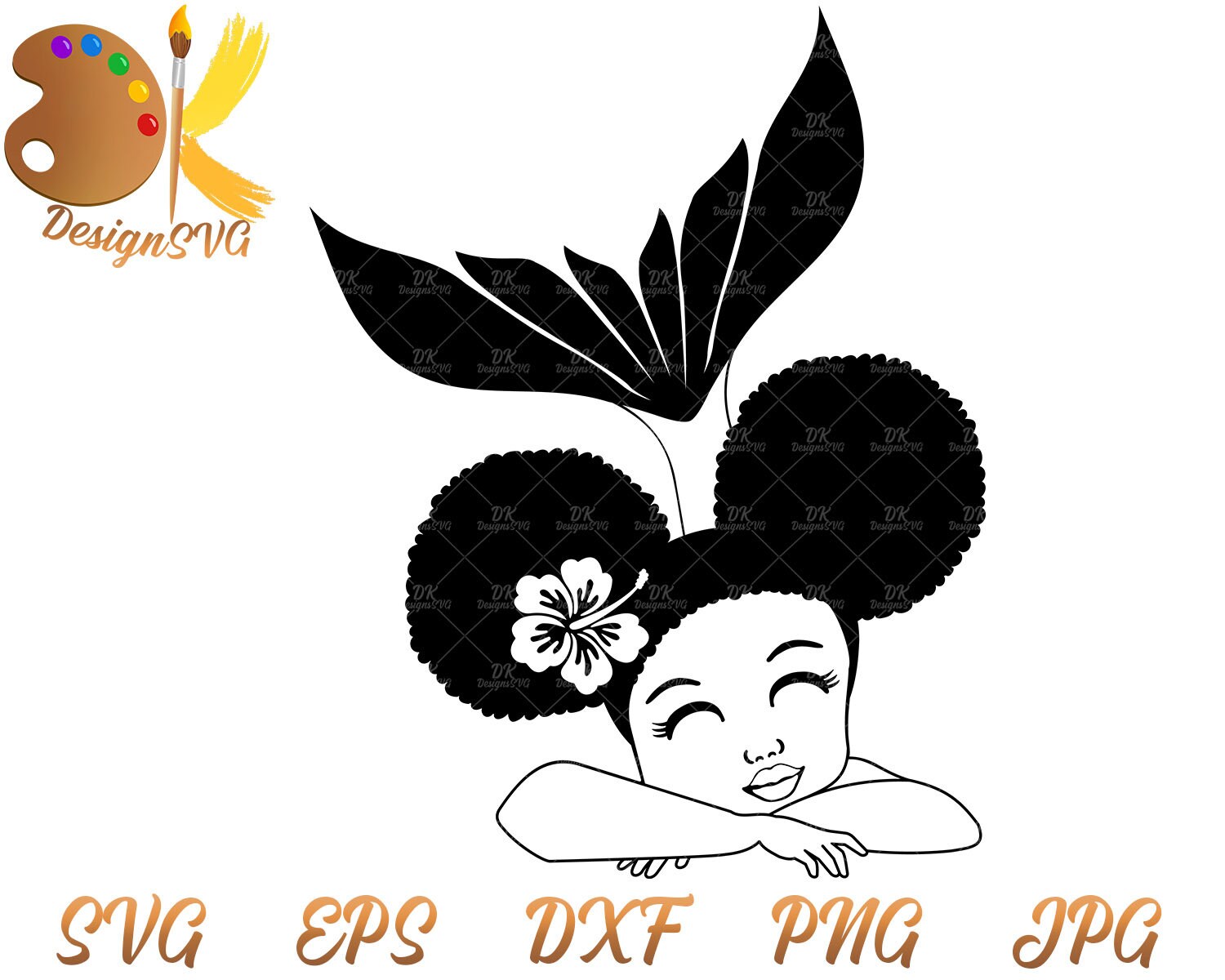 Afro Mermaid SVG | Mermaid Girl SVG | Black Girl With Flower SVG | Afro ...