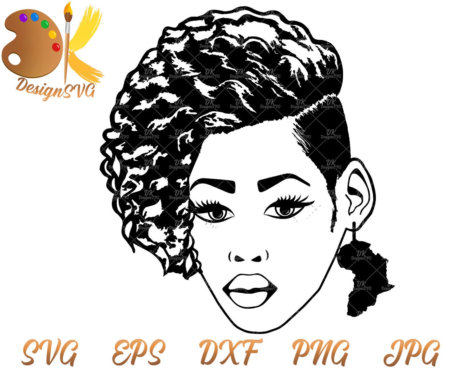 Afro Woman With Earrings SVG | Black Woman SVG | Strong Afro Girl SVG ...