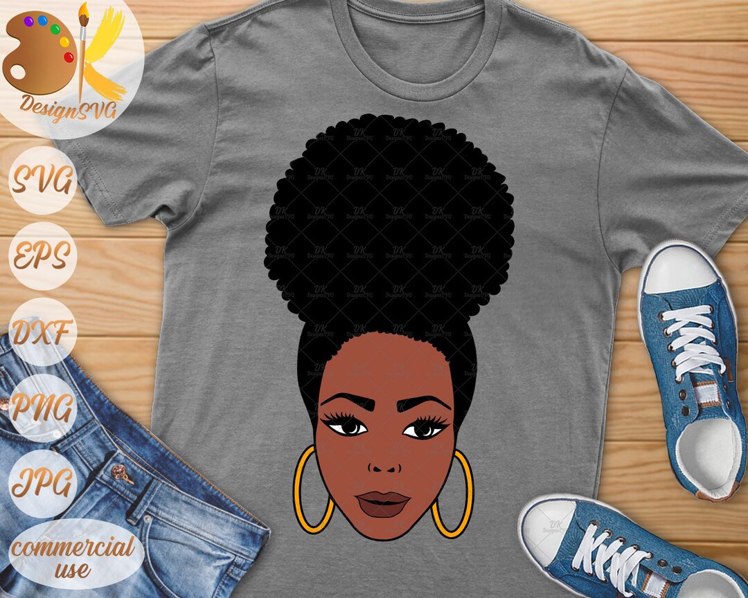 Black Woman With Earrings SVG Afro Woman SVG Afro Lady SVG - Etsy