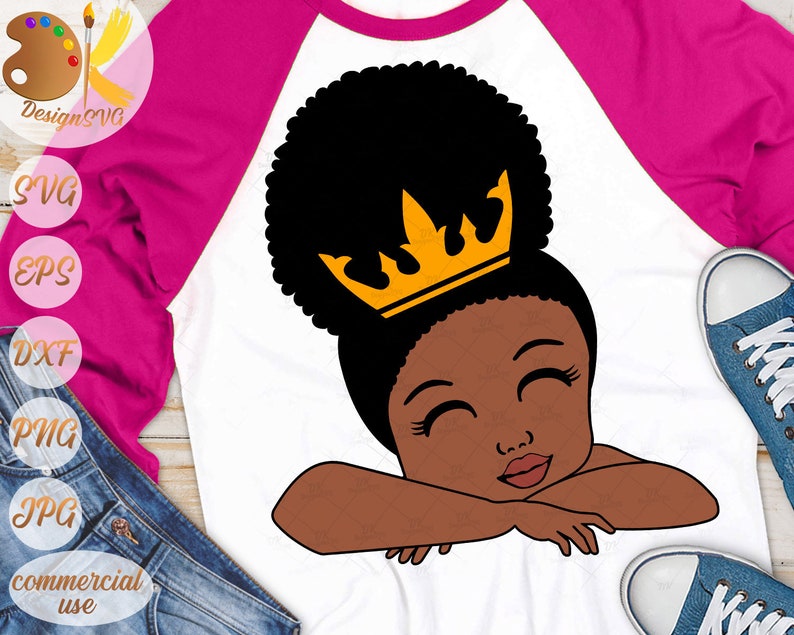 Afro Girl SVG Cute Black Girl SVG Afro Princess SVG - Etsy