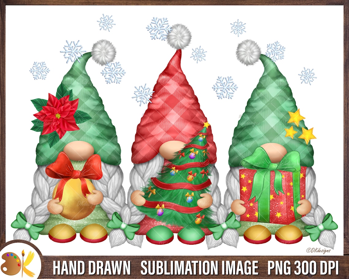 Christmas Girl Gnomes Sublimation Santa Gnomes Clipart Girls - Etsy
