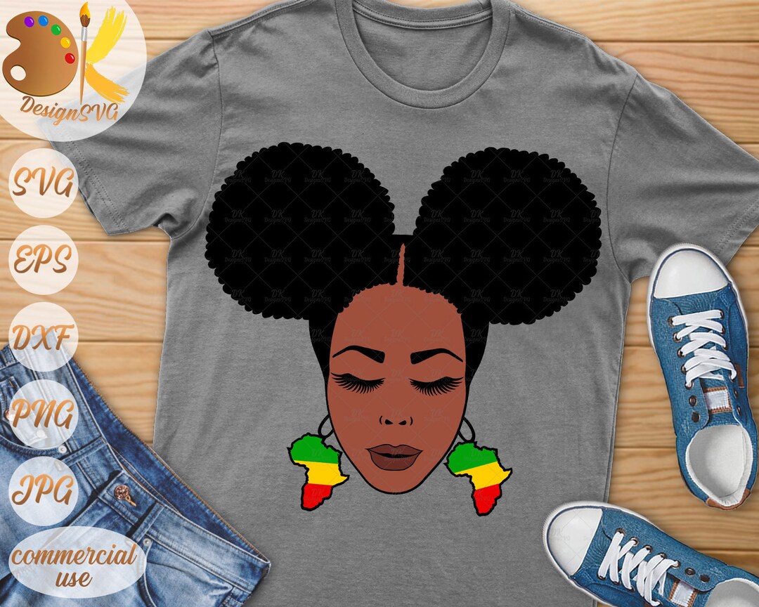 Black History Svg Strong Afro Girl Svg Black Woman With Earrings Svg