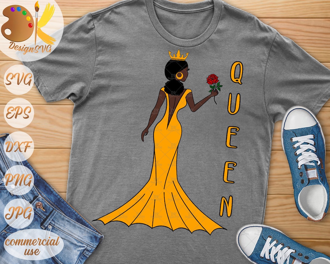 Black Queen SVG | Afro Woman With Crown SVG | Rose SVG | Black Fashion ...
