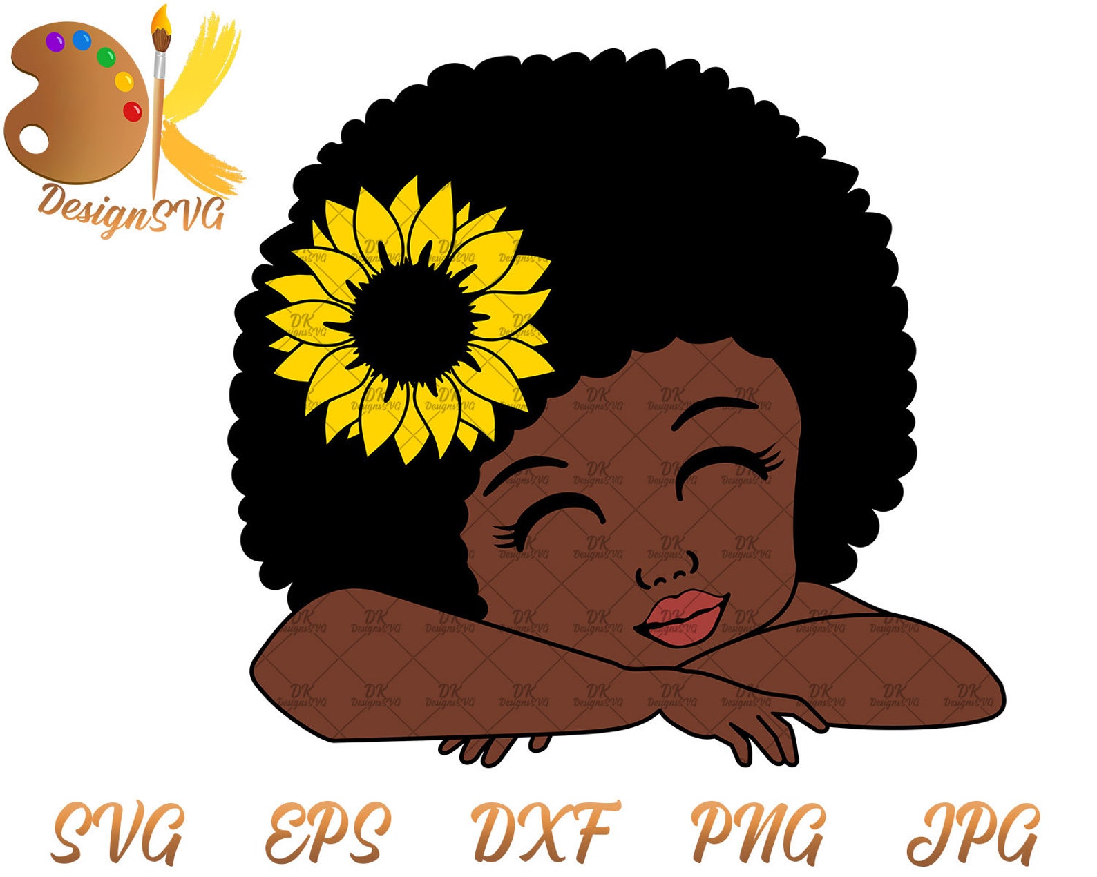 Black Girl With Sunflower SVG | Afro Girl SVG | Cute Afro Kid SVG ...