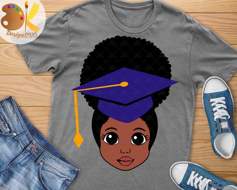 Afro Girl Graduation SVG | School Black Girl SVG | Graduation Hat SVG ...