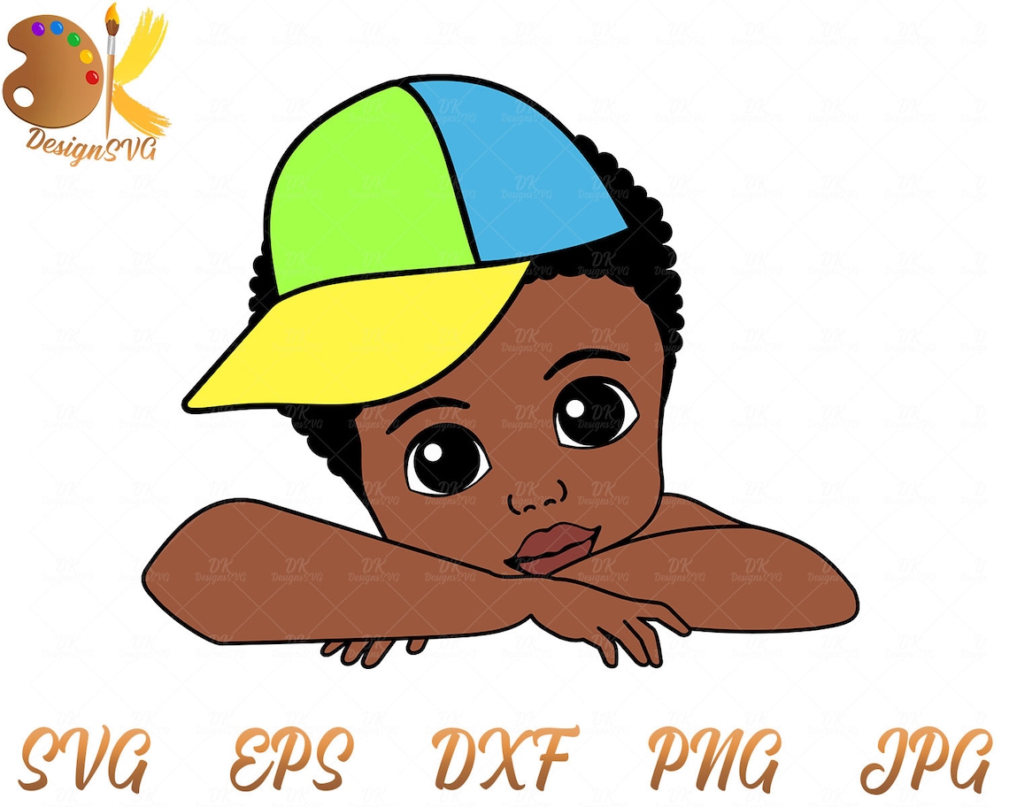 Black Boy SVG Boy With Cap SVG Black Boy Peek a Boo SVG - Etsy