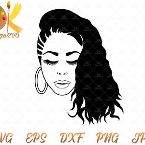 Afro Woman SVG | Black Woman With Earrings SVG | Straight Hair SVG ...
