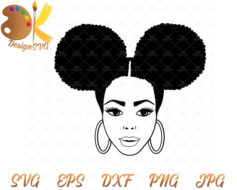 Afro Woman With Earrings SVG Black Woman SVG Afro Puffs - Etsy