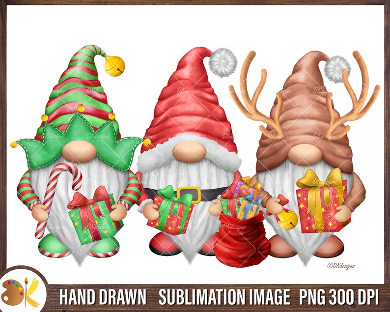 Merry Christmas Gnomes Png Sublimation Santa Reindeer Elf - Etsy