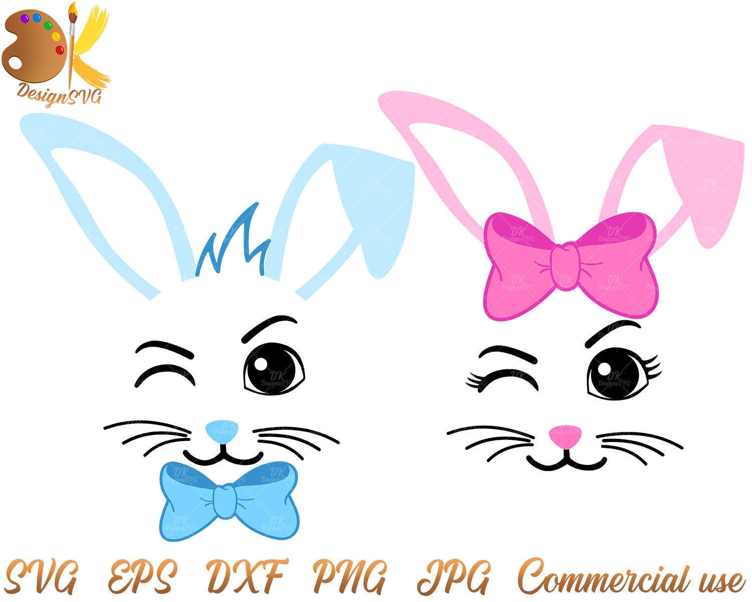 Bunny Face Svg Easter Girl SVG Easter Boy SVG Cute | Etsy