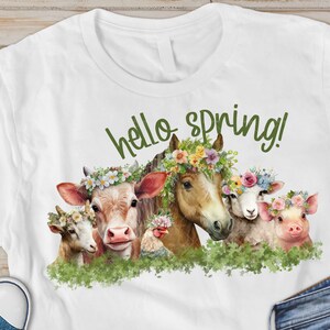 Spring Farm Animals Png Sublimation, Hello Spring Png, Watercolor ...