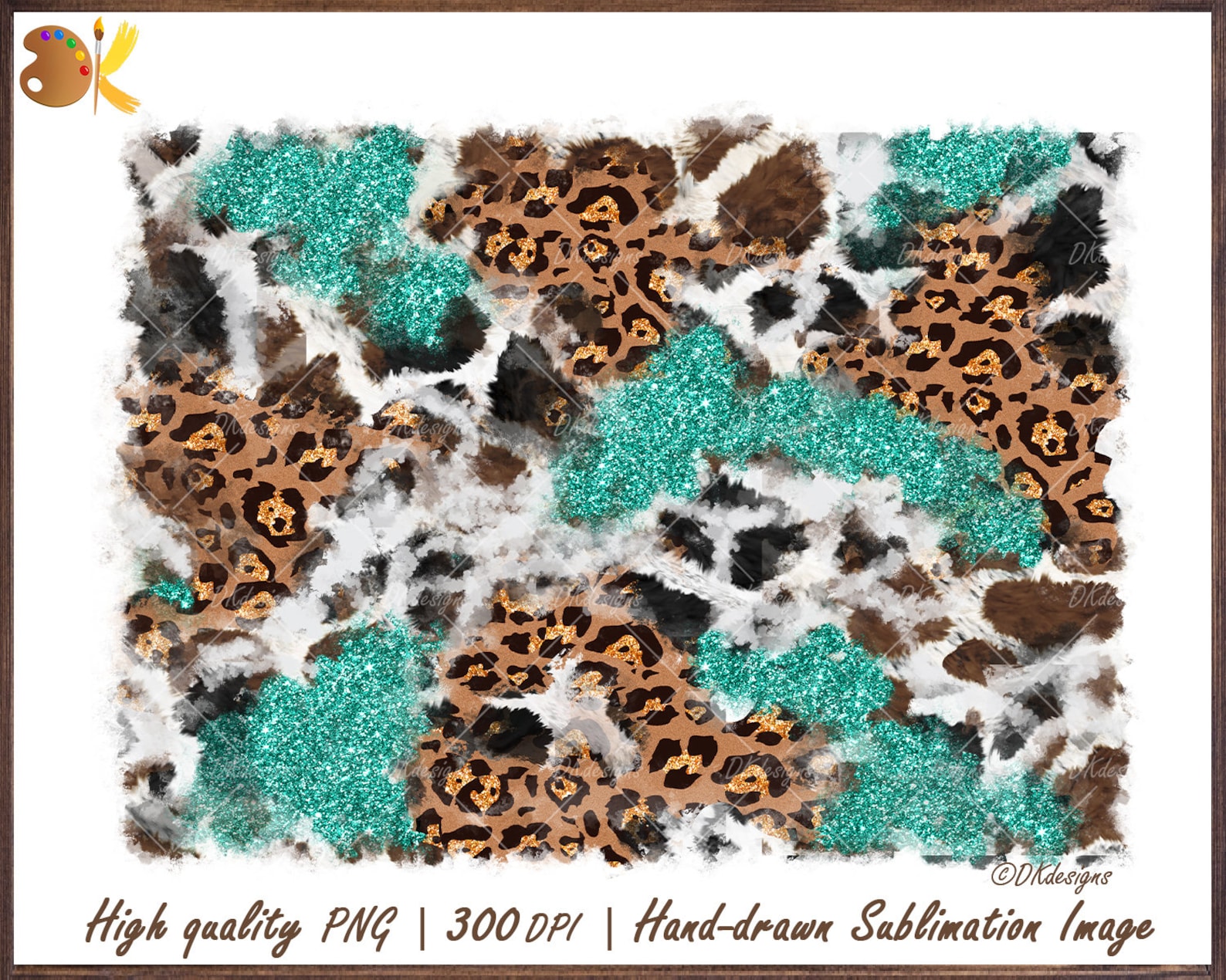 Cowhide Leopard Background Sublimation Western Turquoise - Etsy