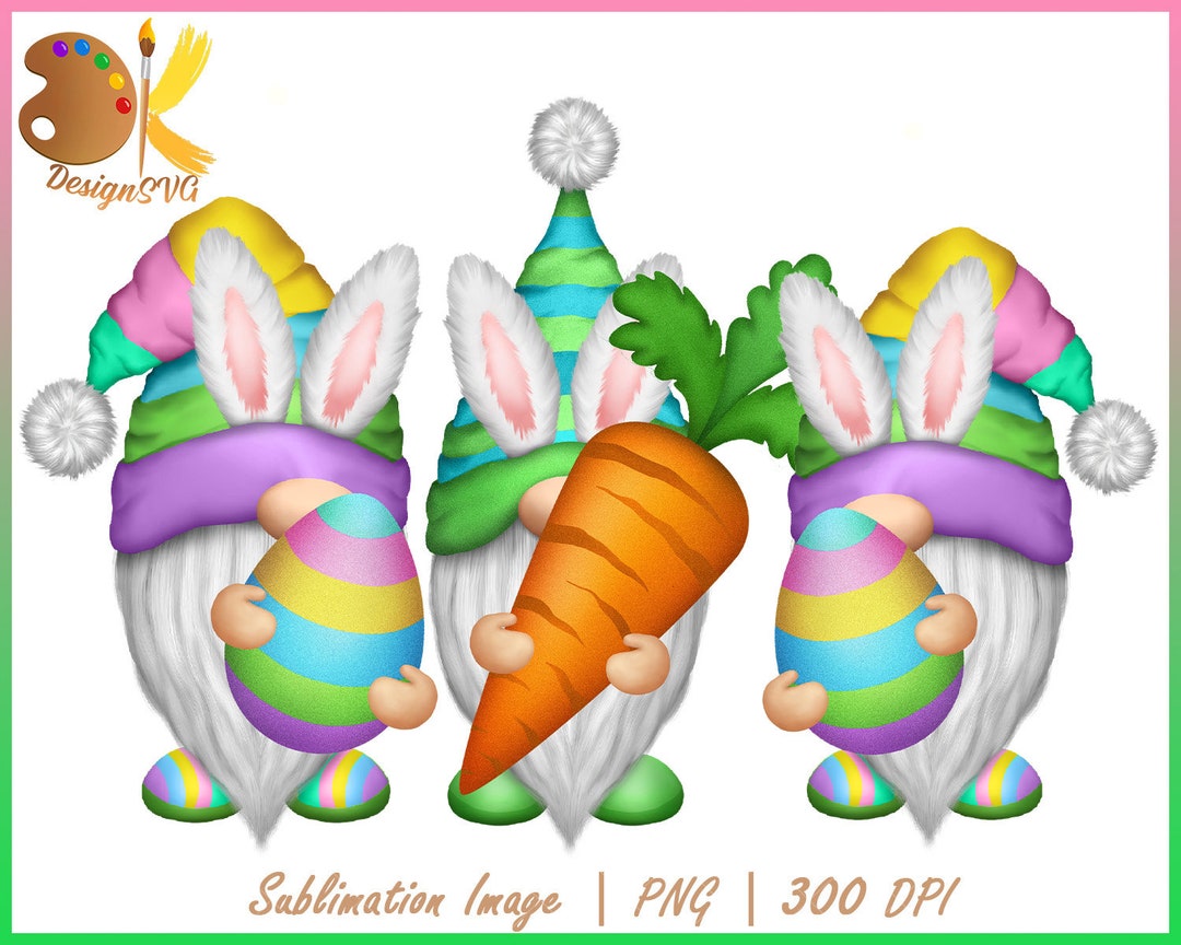 Easter Gnomes Sublimation, Carrot Gnome Png Clipart, Easter Bunny ...