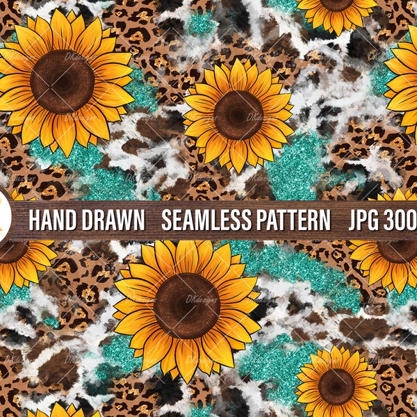 Sunflower Western Seamless Pattern - Etsy