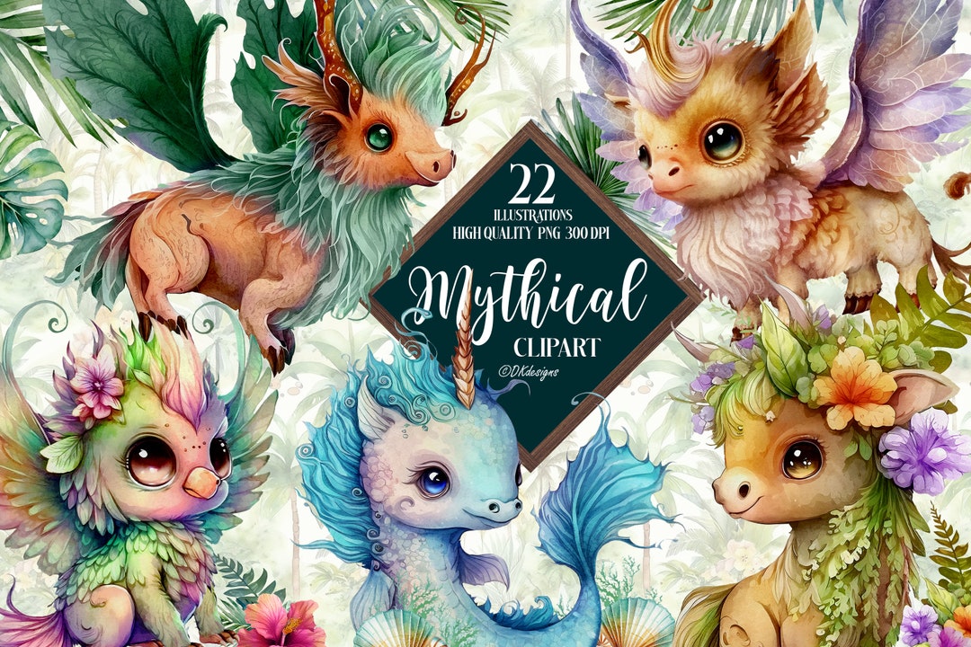 Watercolor Mythical Creature Clipart, Fantasy Clipart Png, Mythical ...