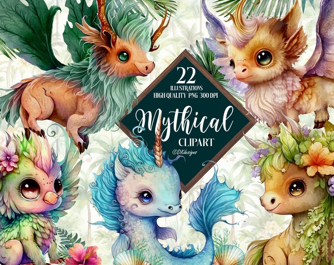 Watercolor Mythical Creature Clipart, Fantasy Clipart Png, Mythical ...