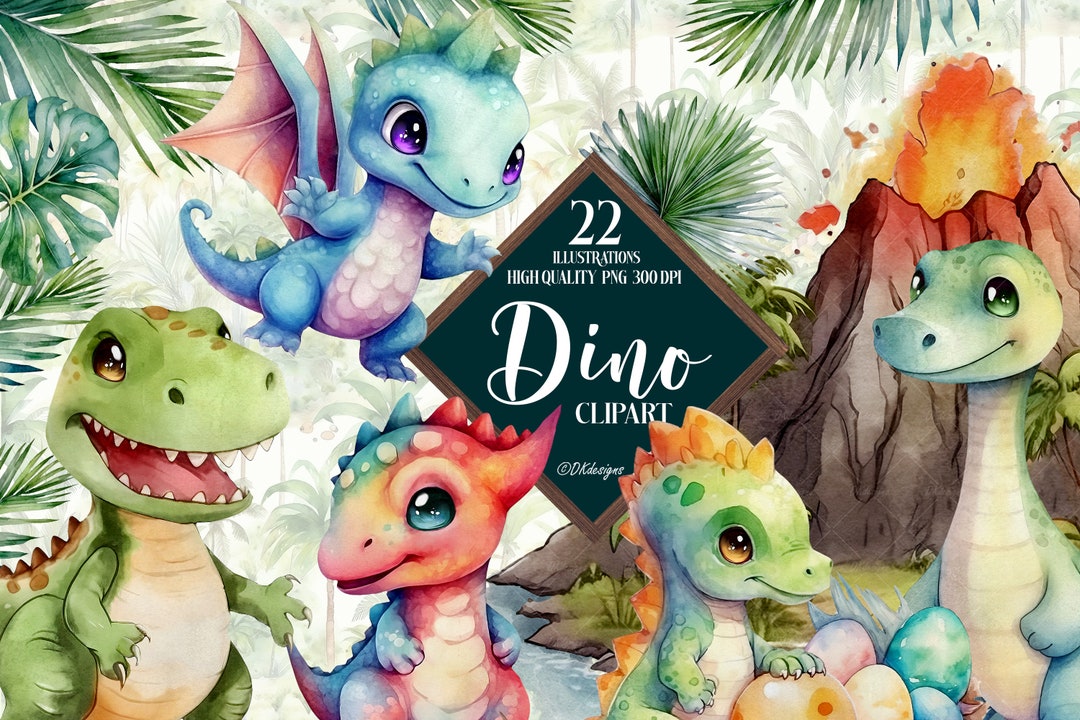 Watercolor Dinosaurs Clipart Png, Cute Dinosaur Clipart, Baby Dino Png ...