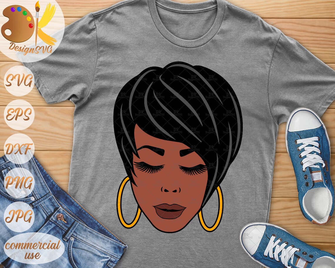 Black Woman With Earrings SVG Afro Woman SVG Black Fashion | Etsy