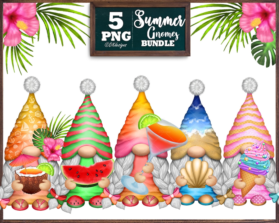 Summer Gnomes PNG Sublimation Bundle, Beach Gnomes Png Clipart ...