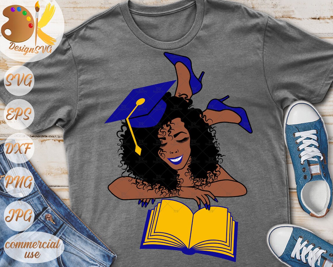 Black Woman Reading Book SVG Afro Woman SVG Black and | Etsy