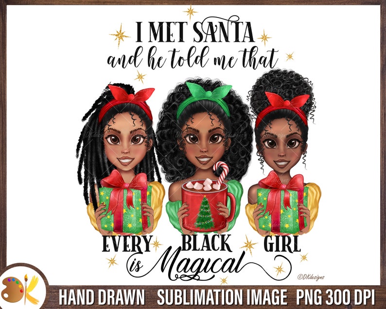 Christmas Black Girls Png Sublimation Black Santa Png - Etsy