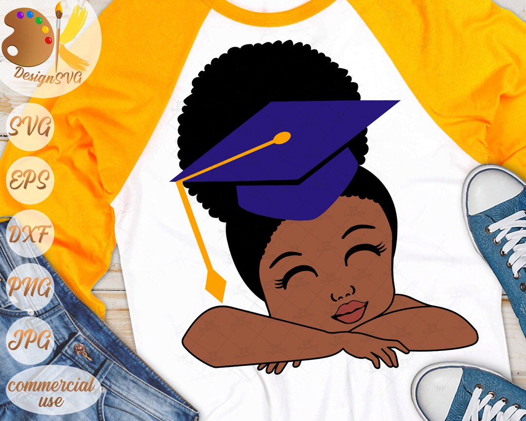 Afro Girl Graduation SVG | School Black Girl SVG | Black and Educated ...