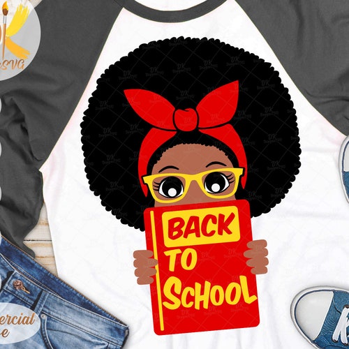 Black Girl With Book SVG Back to School SVG Black and | Etsy