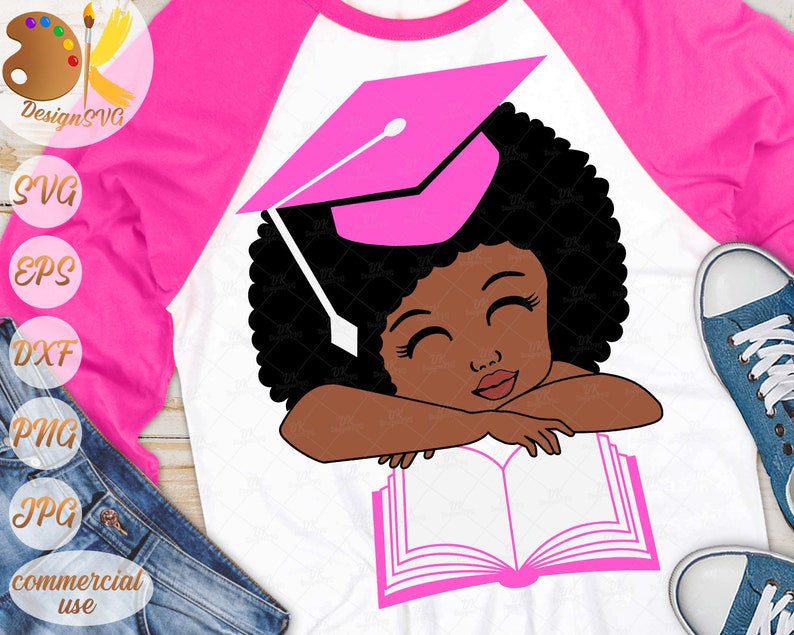 Black Girl Graduation SVG Afro Girl With Book SVG Black - Etsy