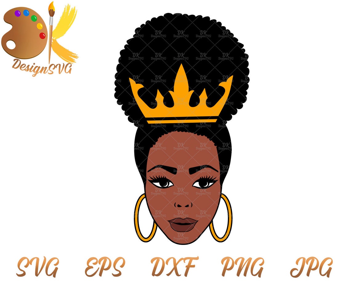Afro Woman With Crown SVG | Black Queen SVG | Strong Afro Woman SVG ...