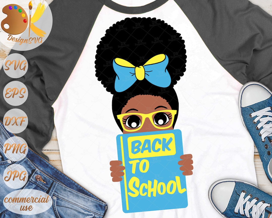 Black Girl With Book SVG | Back to School SVG | First Day of School SVG ...