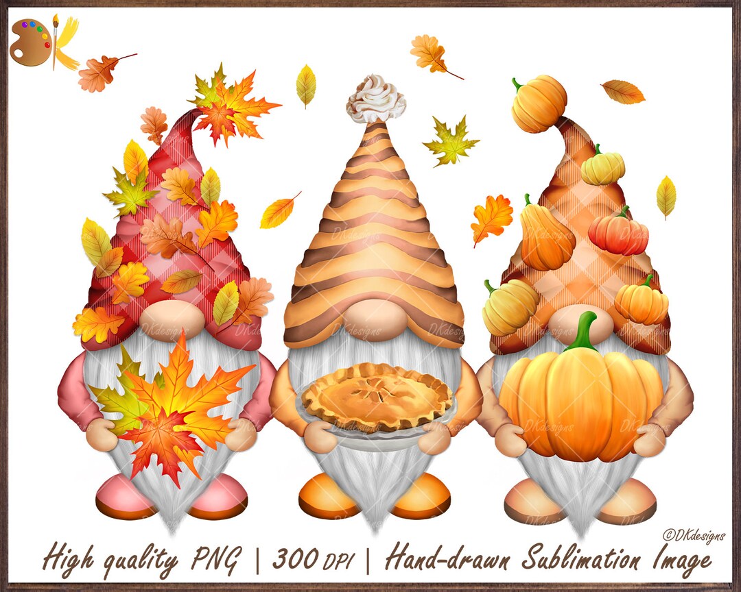 Thanksgiving Fall Gnomes Sublimation, Pumpkin Pie Gnome Png ...